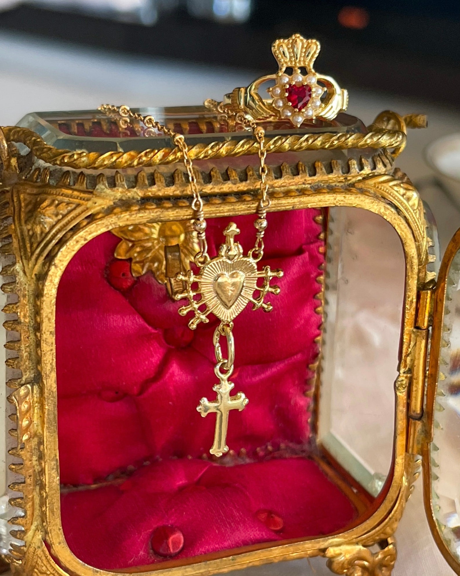 Seven Swords Cross Necklacegold Dagger Necklace Heart and - Etsy