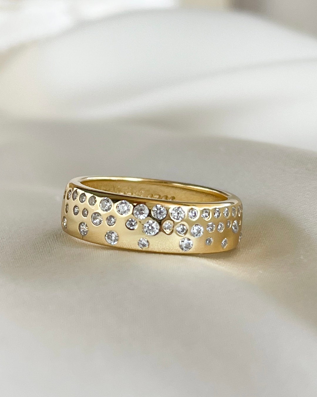 Gold Stackable Ring, French Girl, 18kt Vermeil, Minimalist Jewelry ...