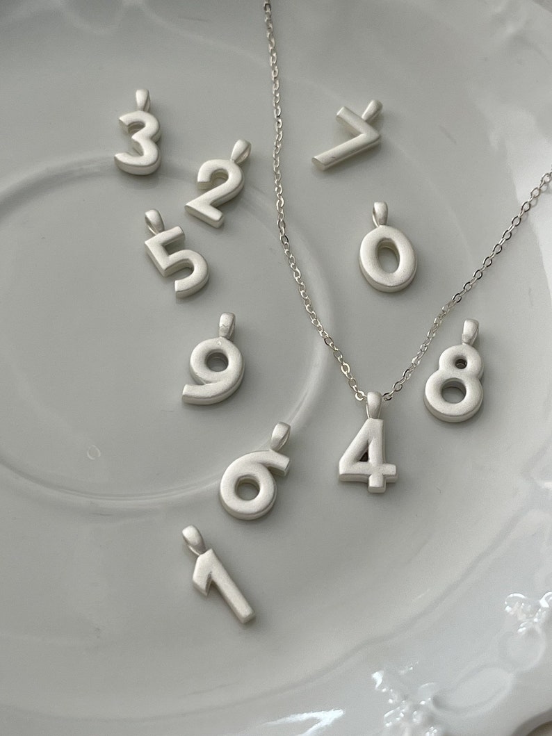 Silver Number Necklace Silver Numbers Number Jewelry - Etsy