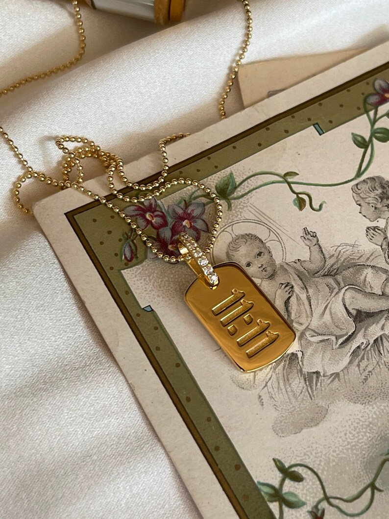 11:11 Charm Necklace Gold Tag Necklace Angel Jewelry Number - Etsy