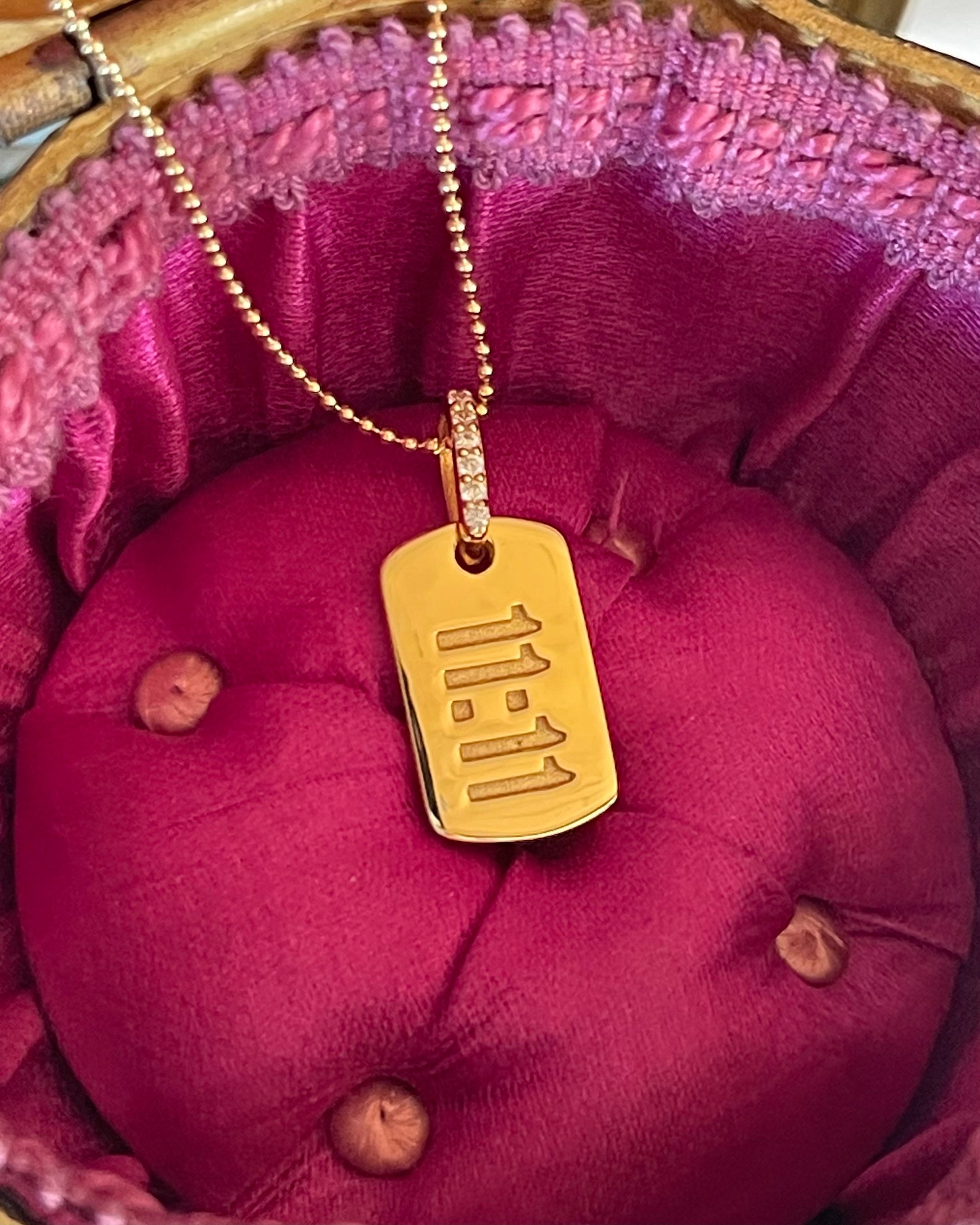 11:11 Charm Necklace Gold Tag Necklace Angel Jewelry Number - Etsy