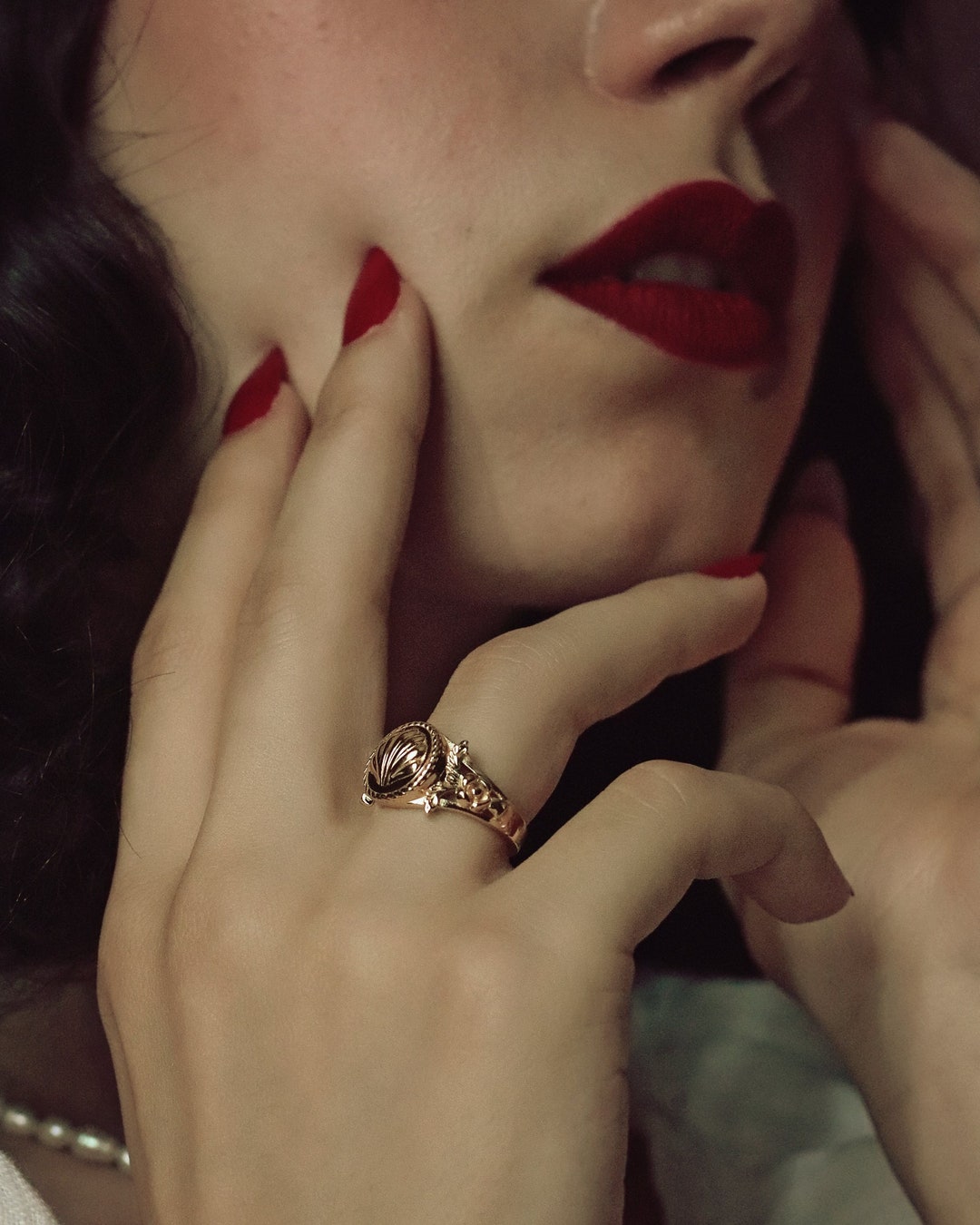 Gold Scallop Ring Venus Ring Gold Shell Ring rococo Style - Etsy