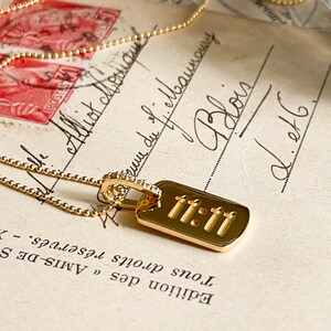 11:11 Charm Necklace, Gold Tag Necklace, Number Jewelry, Charm Necklace ...