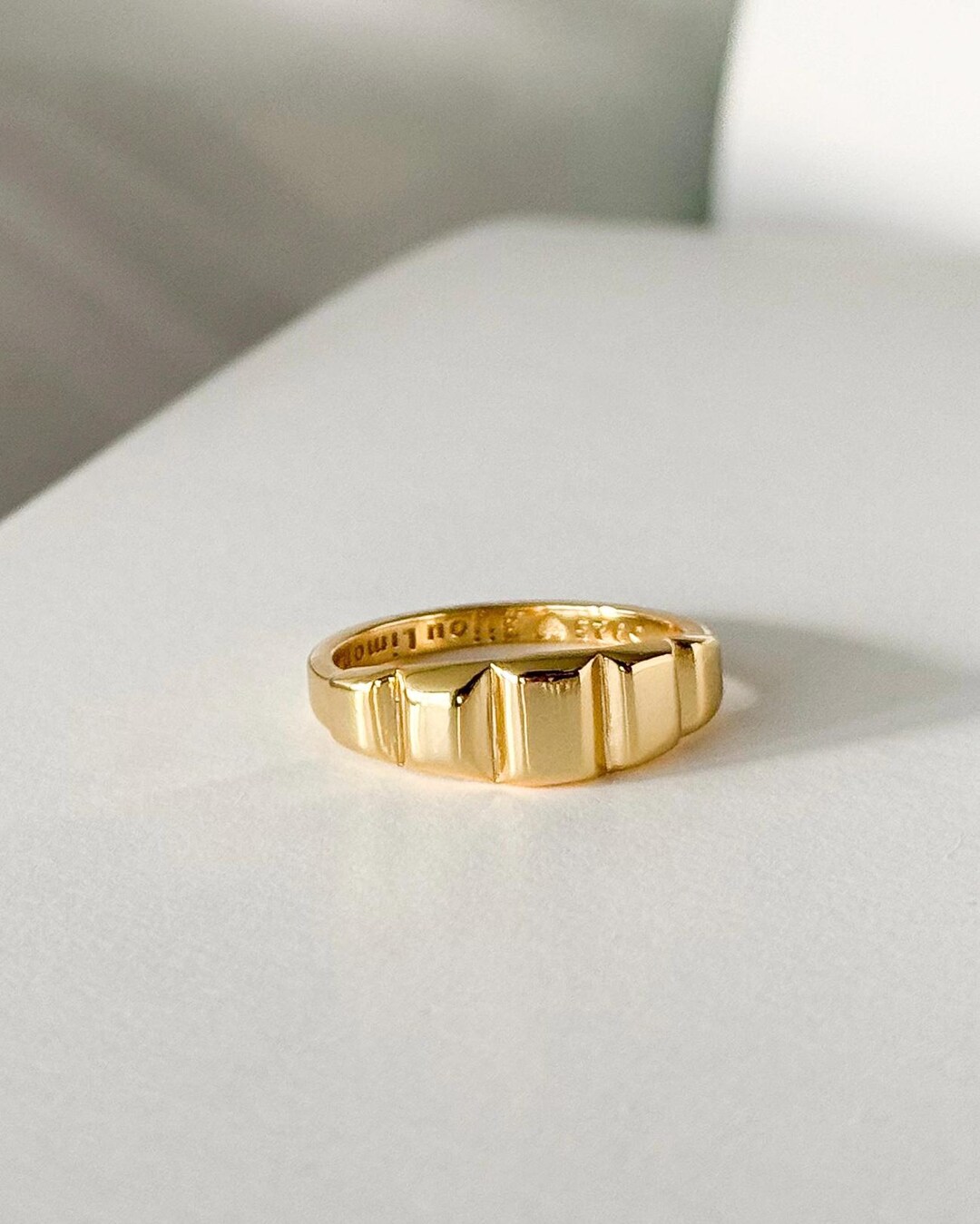 Gold Plated Sterling Silver Pinky Ring: Square Dome Midi Ring - Etsy