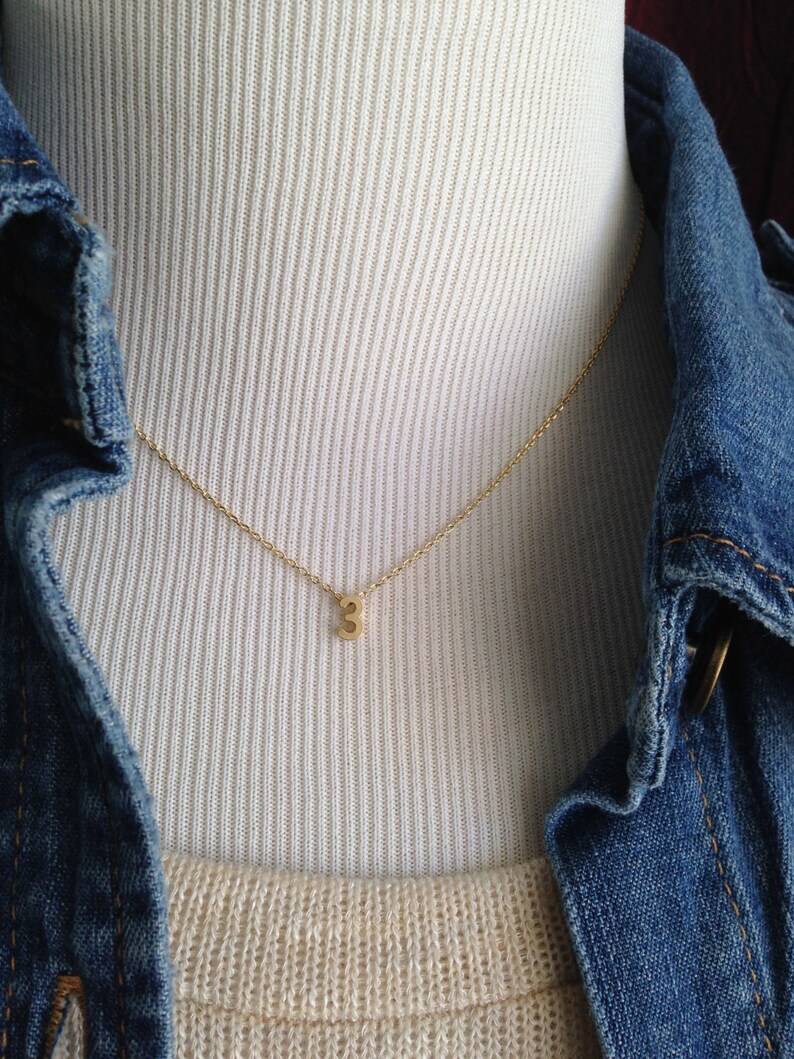 Gold Number Necklace numbers necklace personalized number | Etsy