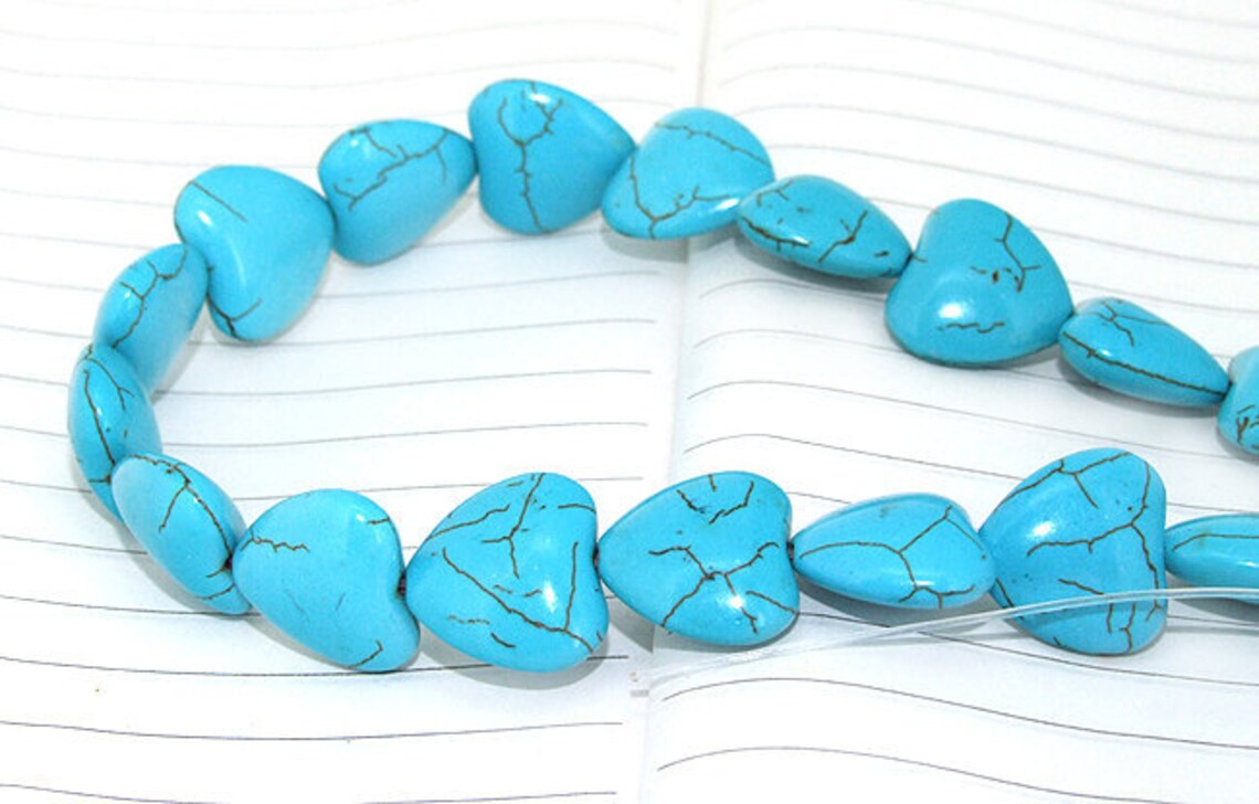 One Full Strand Heart Turquoise Gemstone Beads 18mm - Etsy