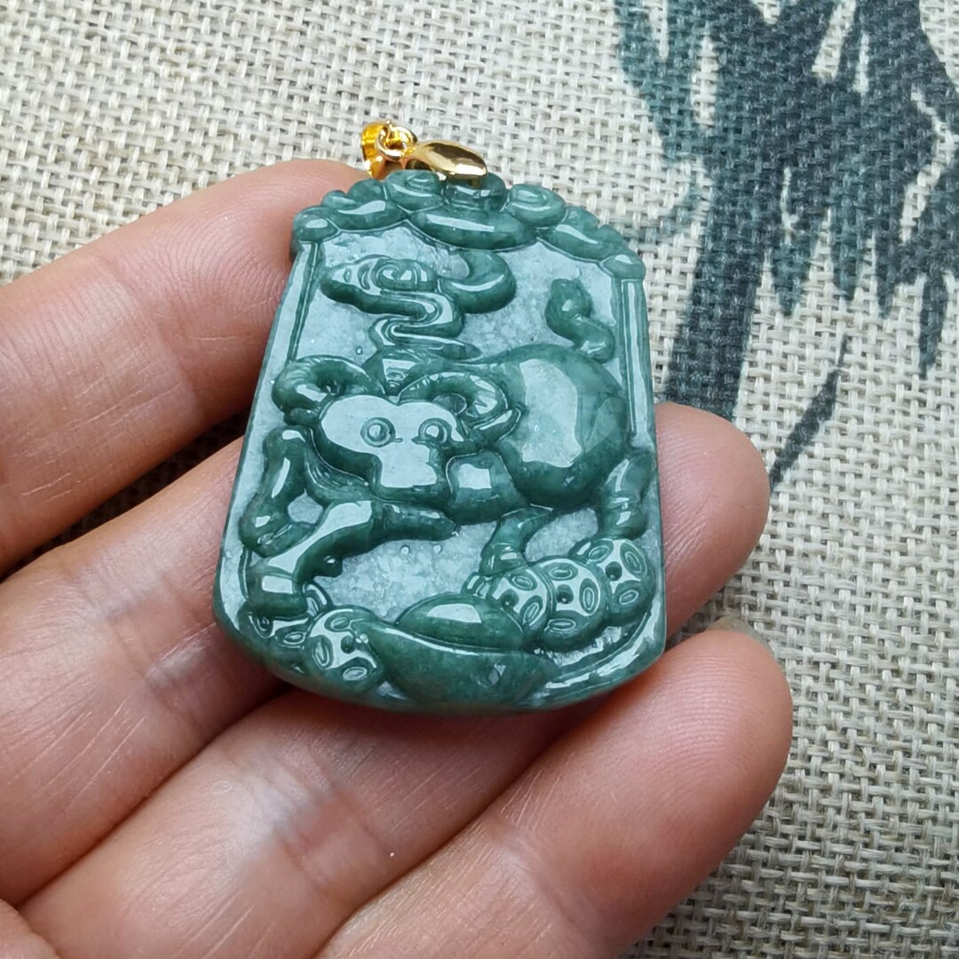 Certificated Natural Jadeite Pendant Chinese Zodiac Ox Diy Necklace ...