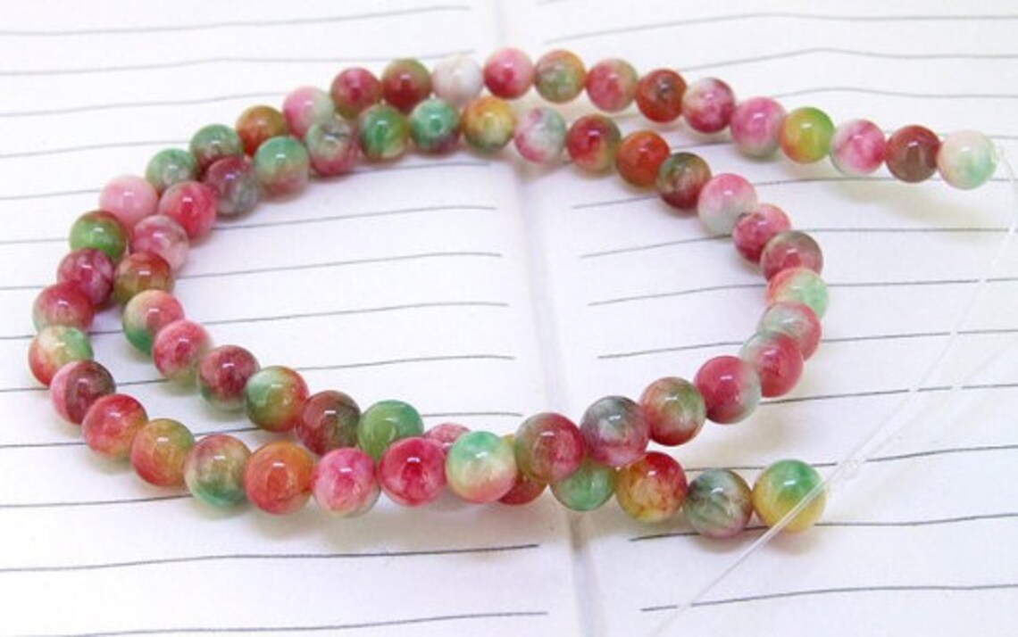 Rainbow Candy Jade Beads: Round Gemstone Strand (15.5 Inch) - Etsy