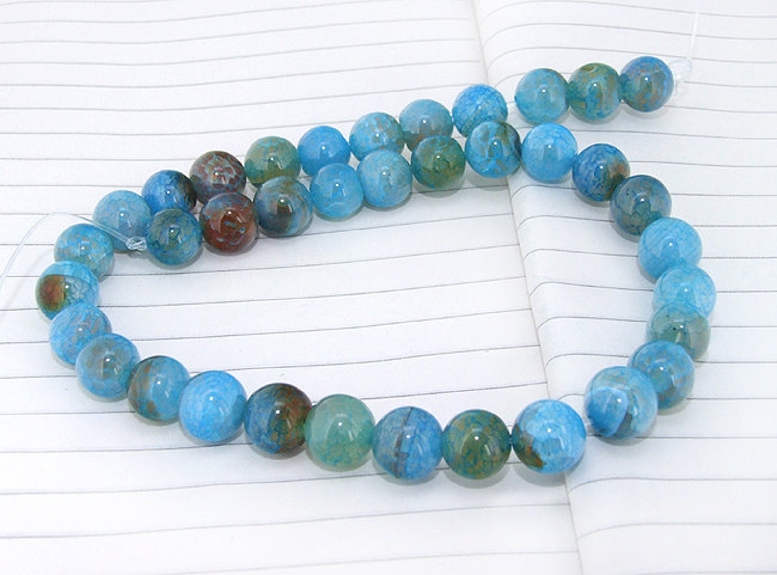 One Full Strand--- Round Dragon Blue Agate Gemstone Beads----10mm ...