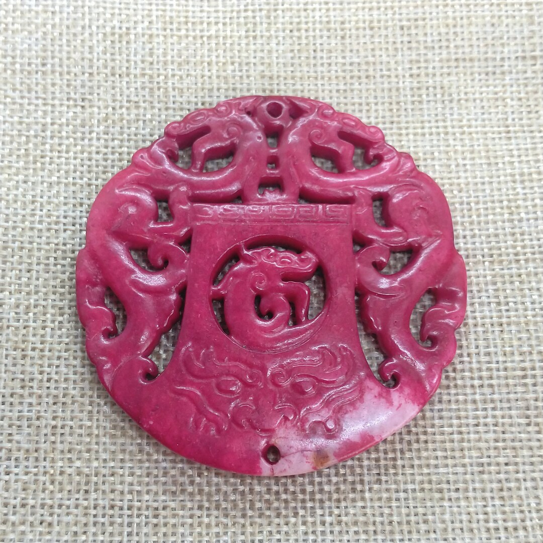 Carved Red Jade Dragon AXE Pendant Chinese Jade Amulet 府上有龙 - Etsy