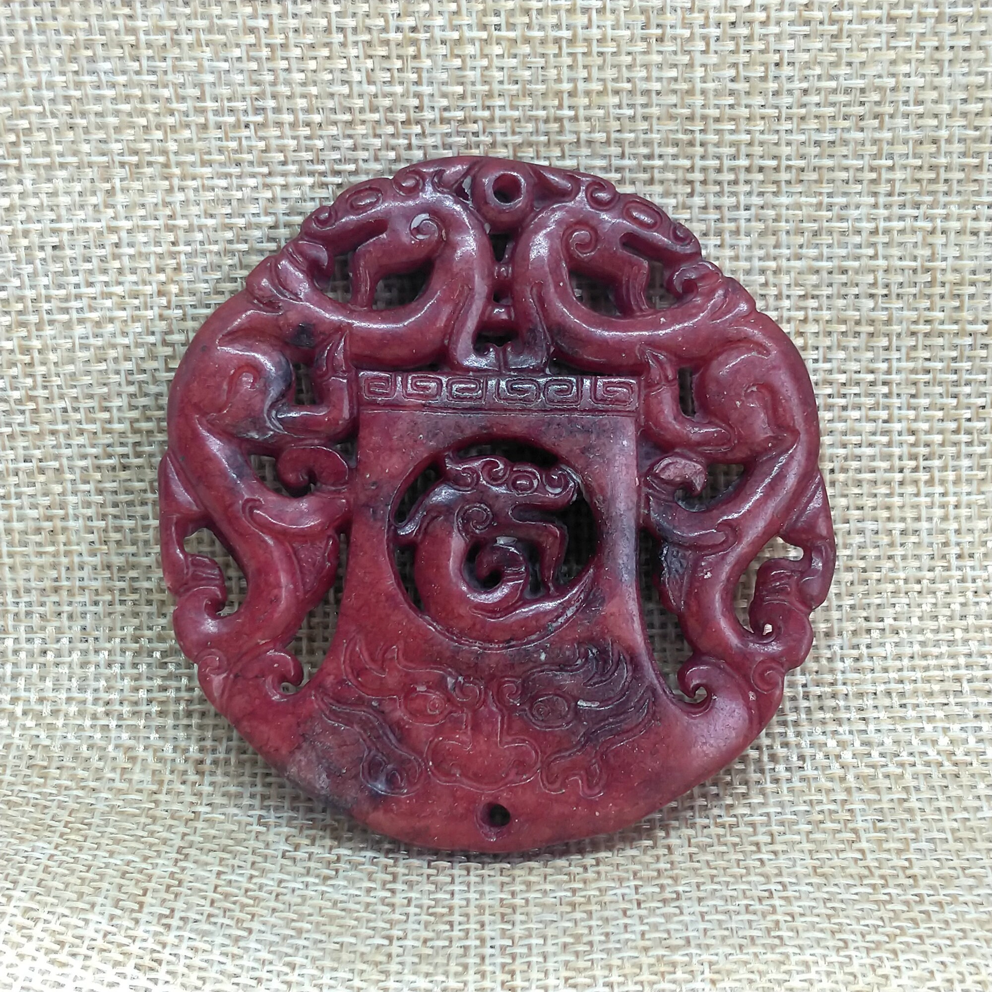 Carved Red Jade Dragon AXE Pendant Chinese Jade amulet 府上有龙 | Etsy