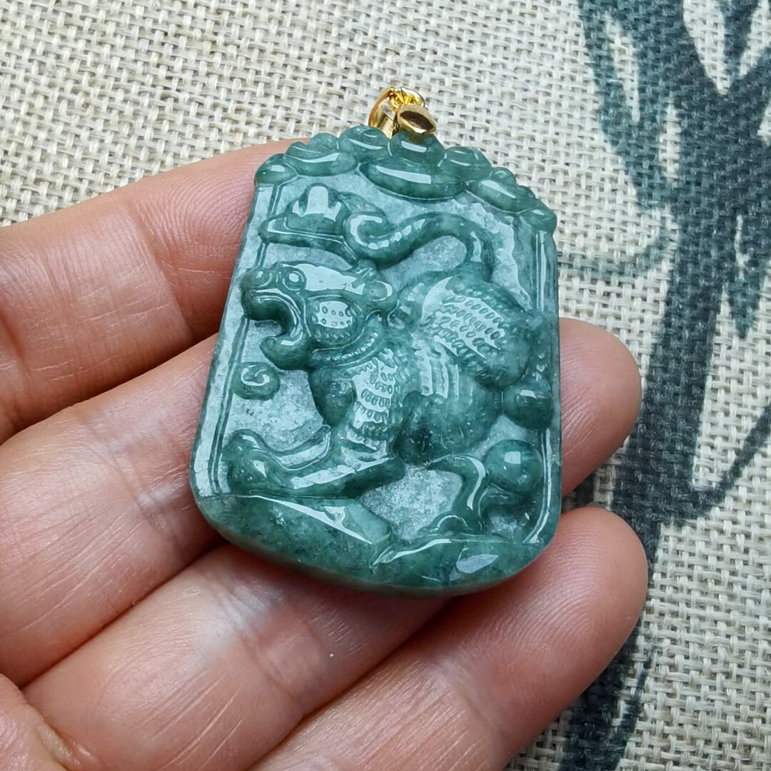 Certificated Natural Jadeite Pendant Chinese Zodiac Tiger Diy Necklace ...