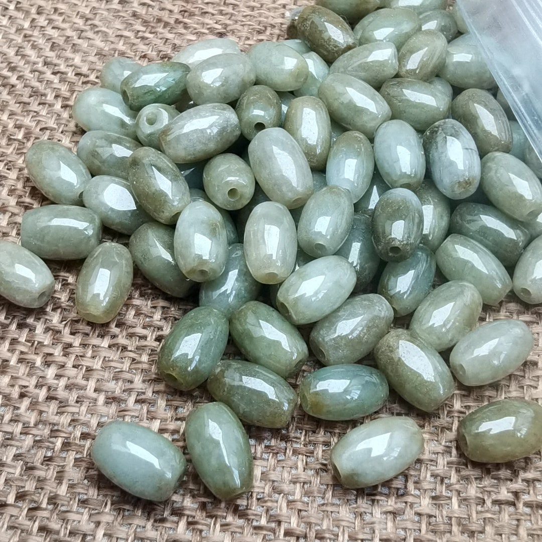 9 Burma Jade Barrel Beads: Natural Jadeite Gemstone Beads - Etsy