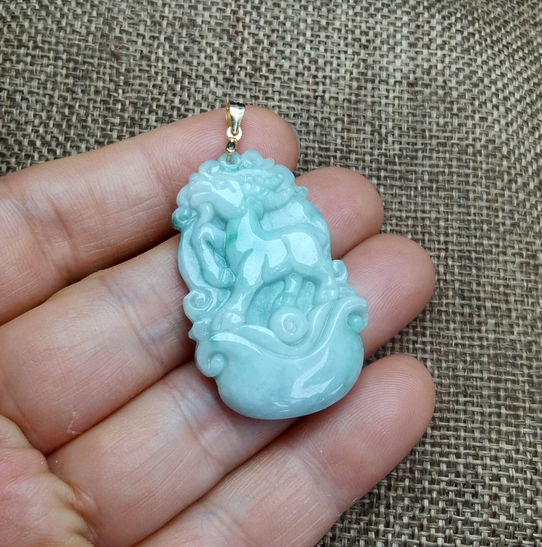 Certificated Natural Jadeite Pendant Chinese Zodiac Goat Diy Necklace ...