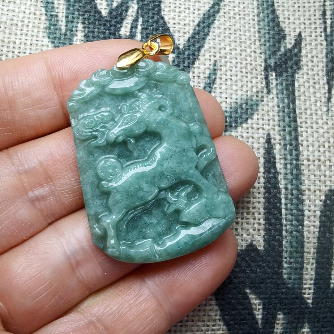 Natural Jadeite Goat Pendant: Chinese Zodiac Necklace - Etsy
