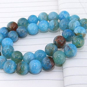 One Full Strand--- Round Dragon Blue Agate Gemstone Beads----10mm ...