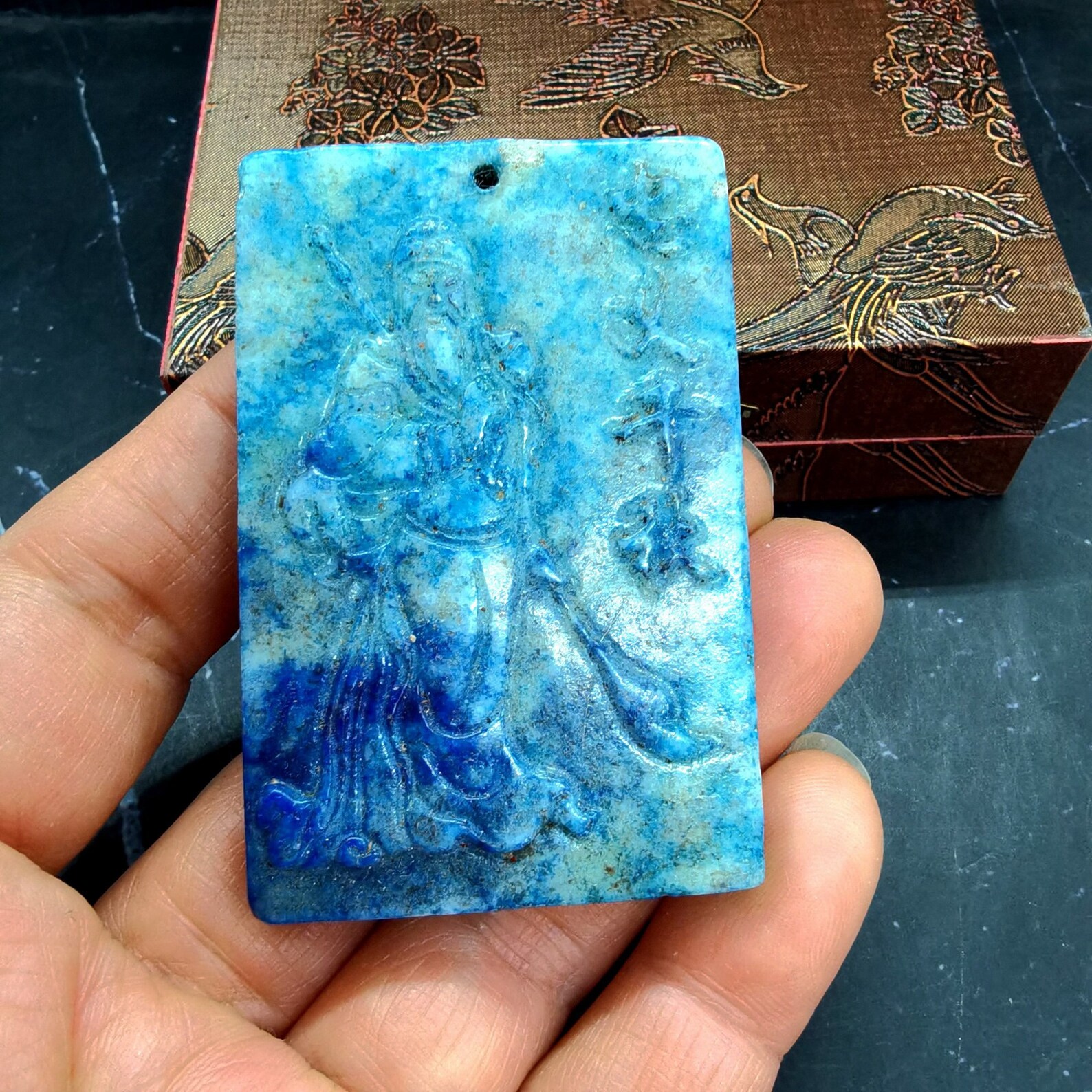 Ancient Chinese Culture Blue Stone Pendant Carving Guan Yu God | Etsy