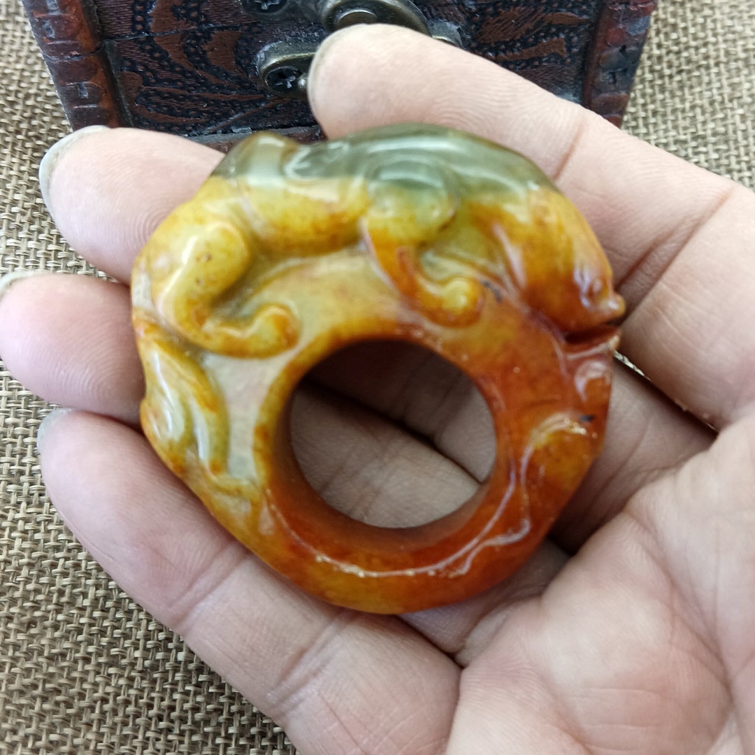 Antiqued Jade Ring Ancient China Culture Carving Pixiu 貔貅 Jade Ring 13 ...