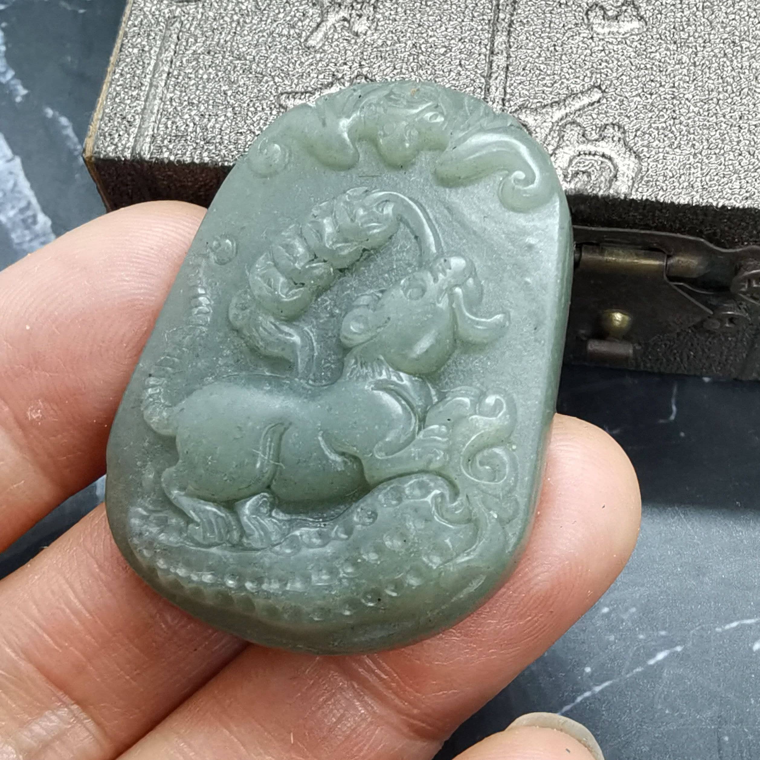 Natural Nephrite Gray Jade Pendant Hand Carving Ox Mouse - Etsy