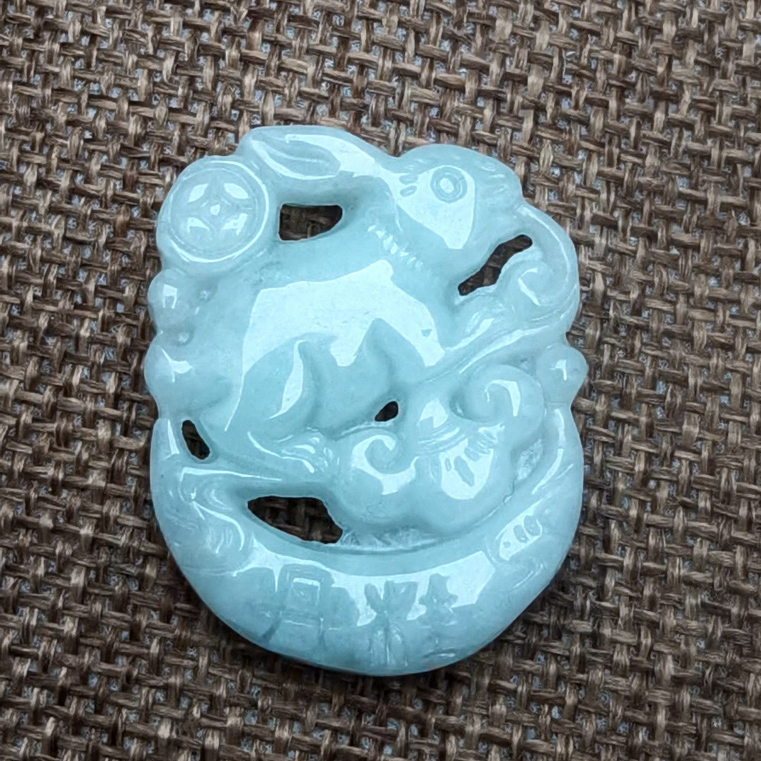 Natural Jadeite Pendant Rabbit Moon Diy Necklace Burma Jade Mulet ...
