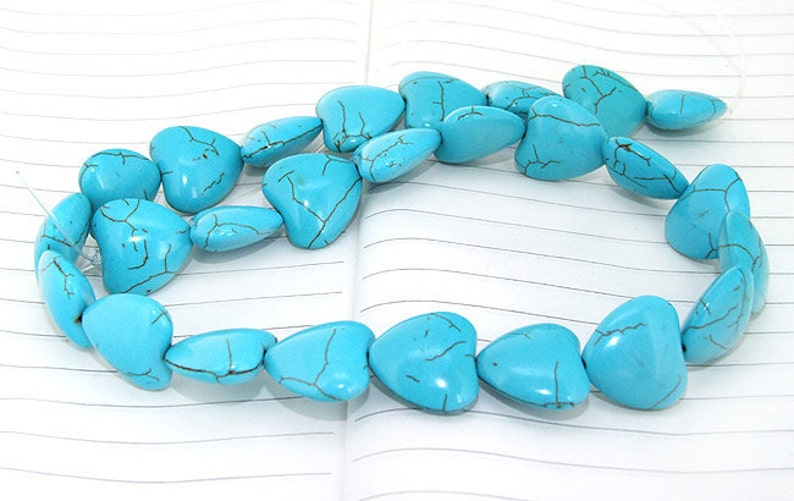 One Full Strand Heart Turquoise Gemstone Beads 18mm - Etsy