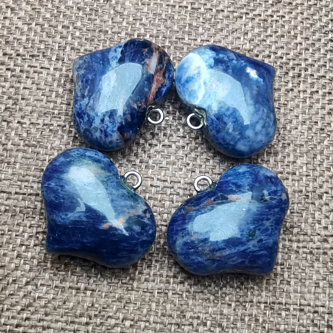 Natural Blue Veins Stone Pendant Heart Shape With Metal Hook Designer ...