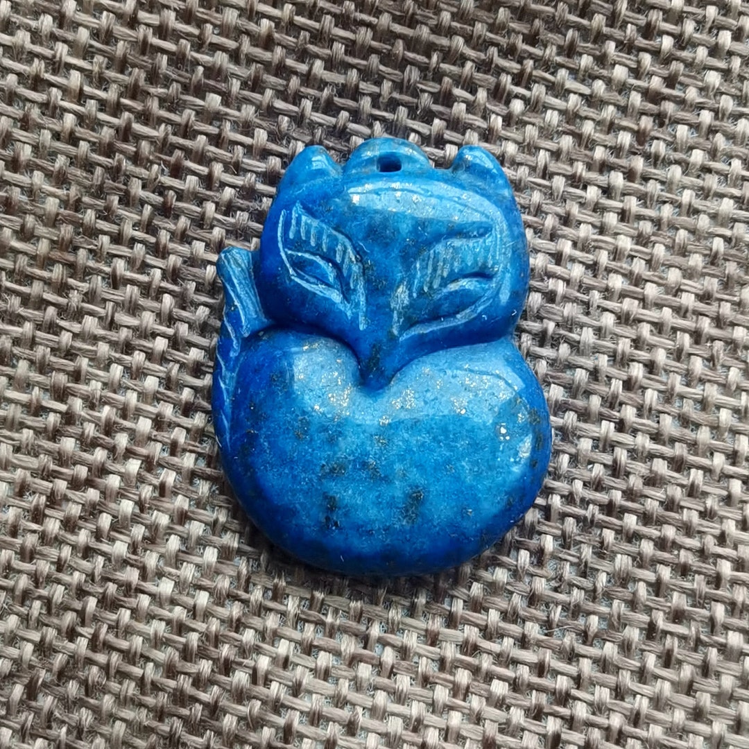 AA Natural Lapis Archaistic Design Pendant Untreated Gemstone Carved ...