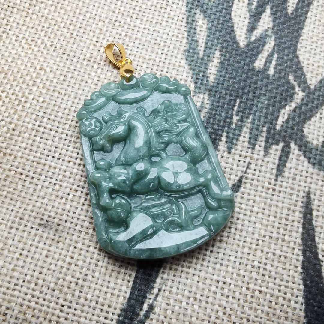Certificated Natural Jadeite Pendant Chinese Zodiac Horse Diy Necklace ...