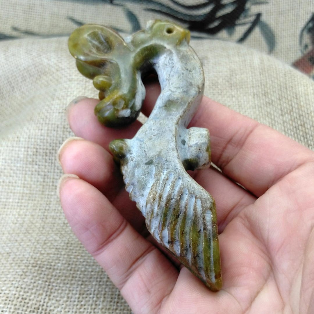 Jade Pendant Carved Dragon and Cicada Jade Amulet, Diy Necklace - Etsy