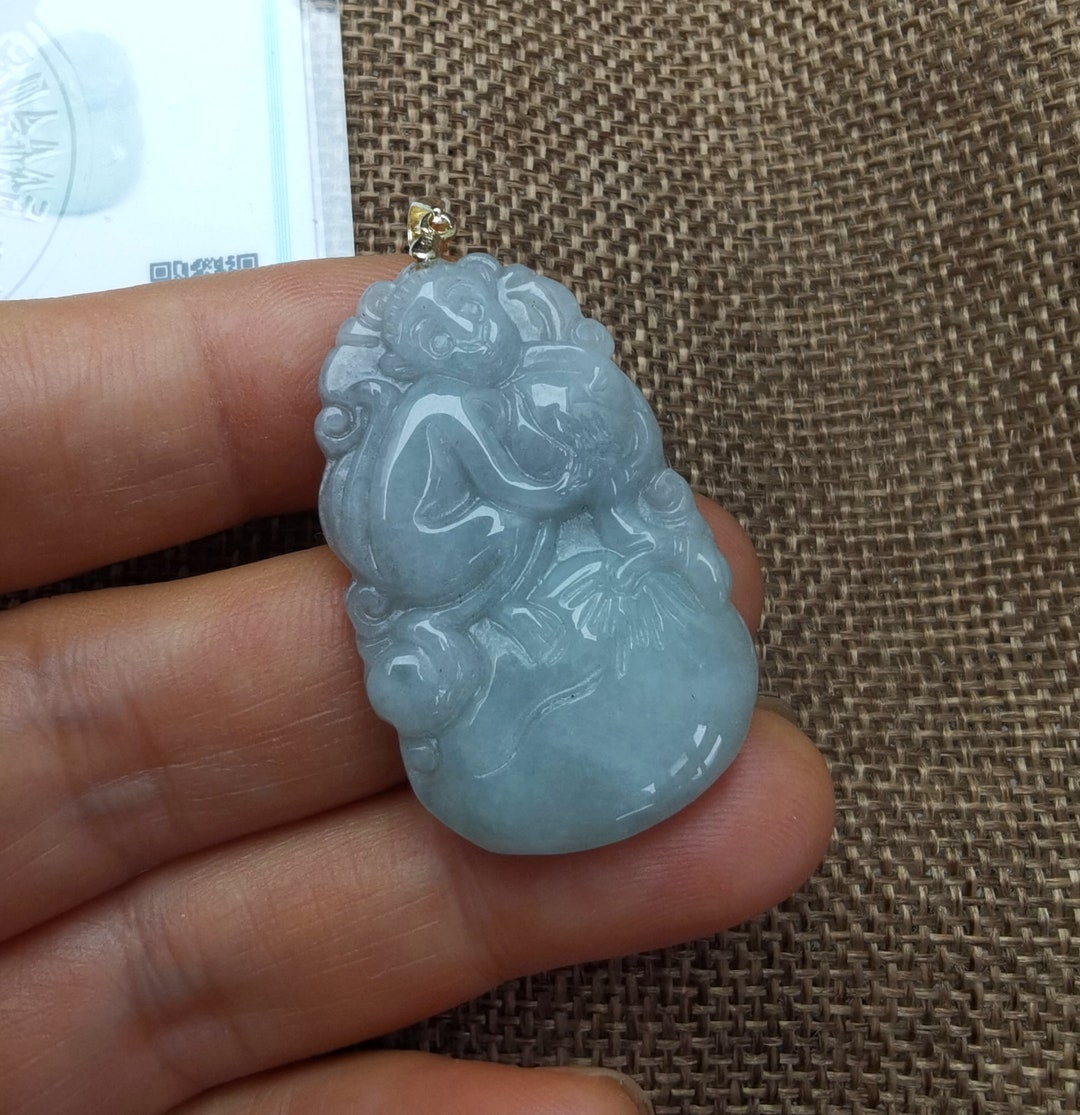 Certificated Natural Jadeite Pendant Chinese Zodiac Monkey Diy Necklace ...