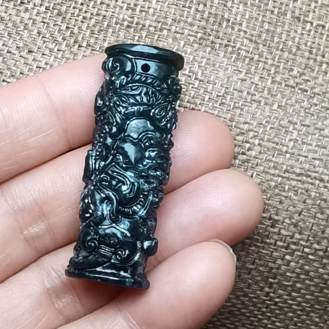 Natural Dark Jade Pendant Jade Dragon Column Jade Dragon Pillar ...