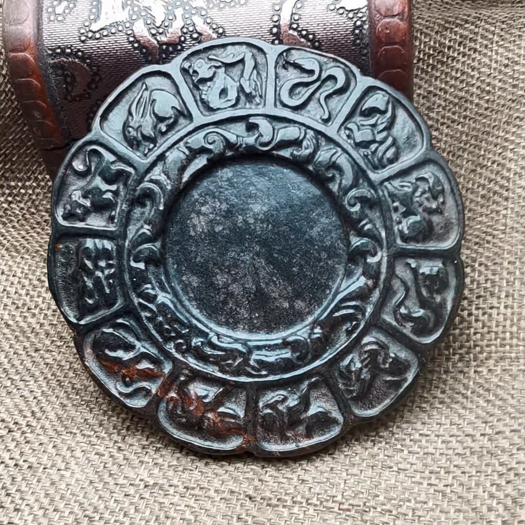 Archaistic Style Design Brown Jade Pendant Carved Twelve Chinese Zodiac ...