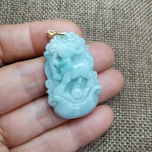 Certificated Natural Jadeite Pendant Chinese Zodiac Goat Diy Necklace ...