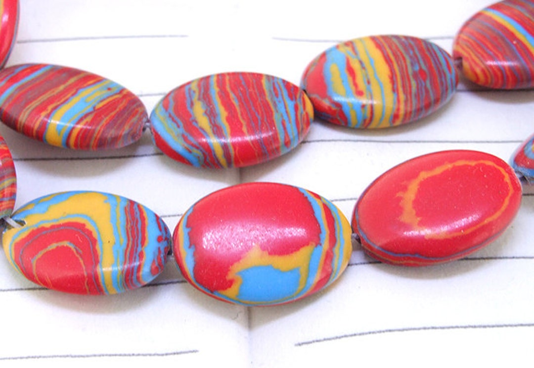 Charm Oval Red Malachite Jasper Gemstone Beads--- 10mmx14mm----about ...