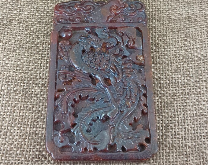 Archaistic Style Design Green Jade Pendant Carved Phoenix 凤凰 Jade ...