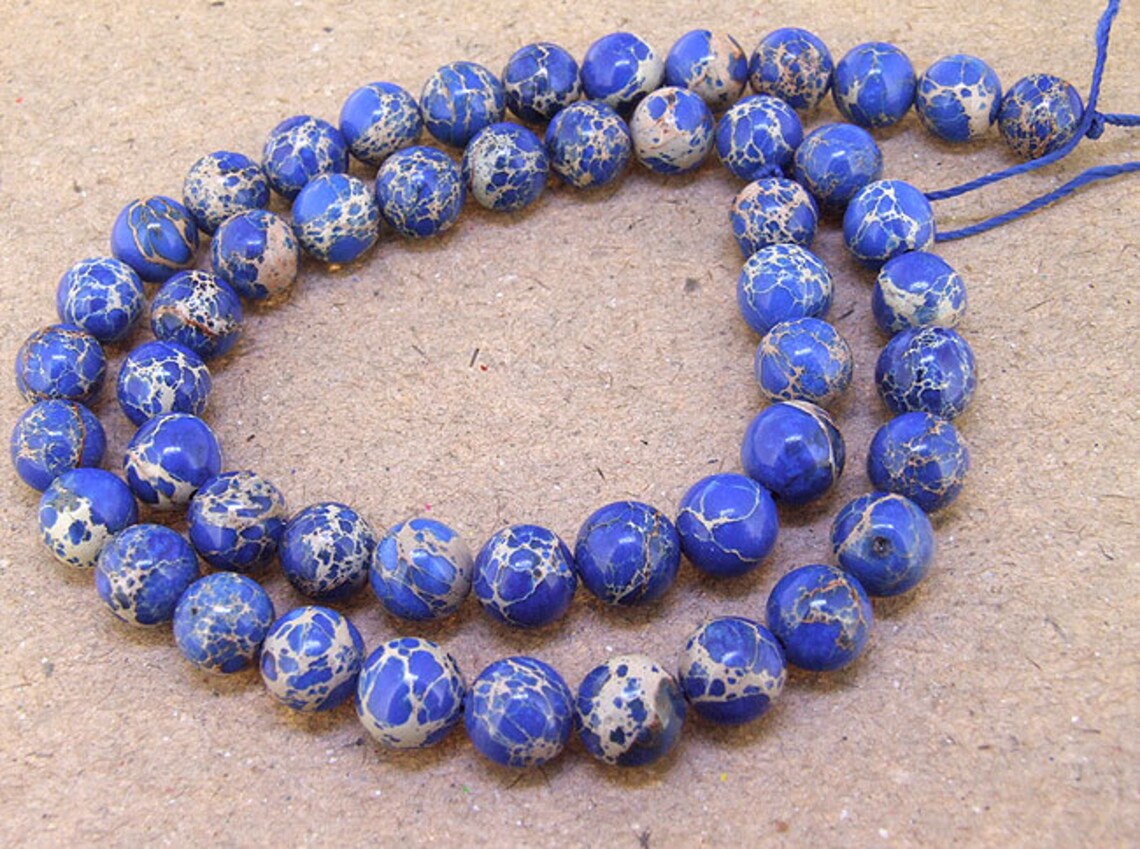 One Full Strand Dark Blue Emperor Stone Beads 8mm | Etsy