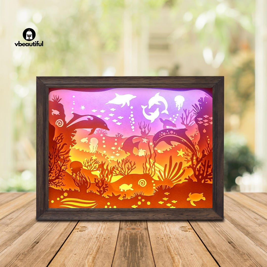 Seabed 1 Paper Cut Light Box Shadow Box Gift Night Light Bedroom Gift ...