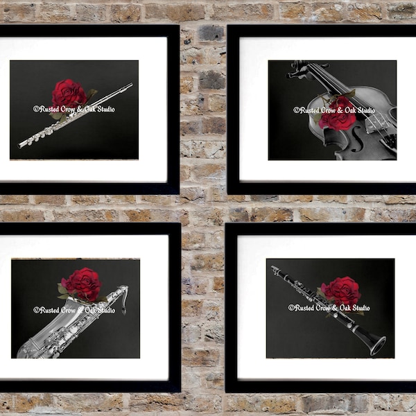 Black and White Instrument Art - Etsy