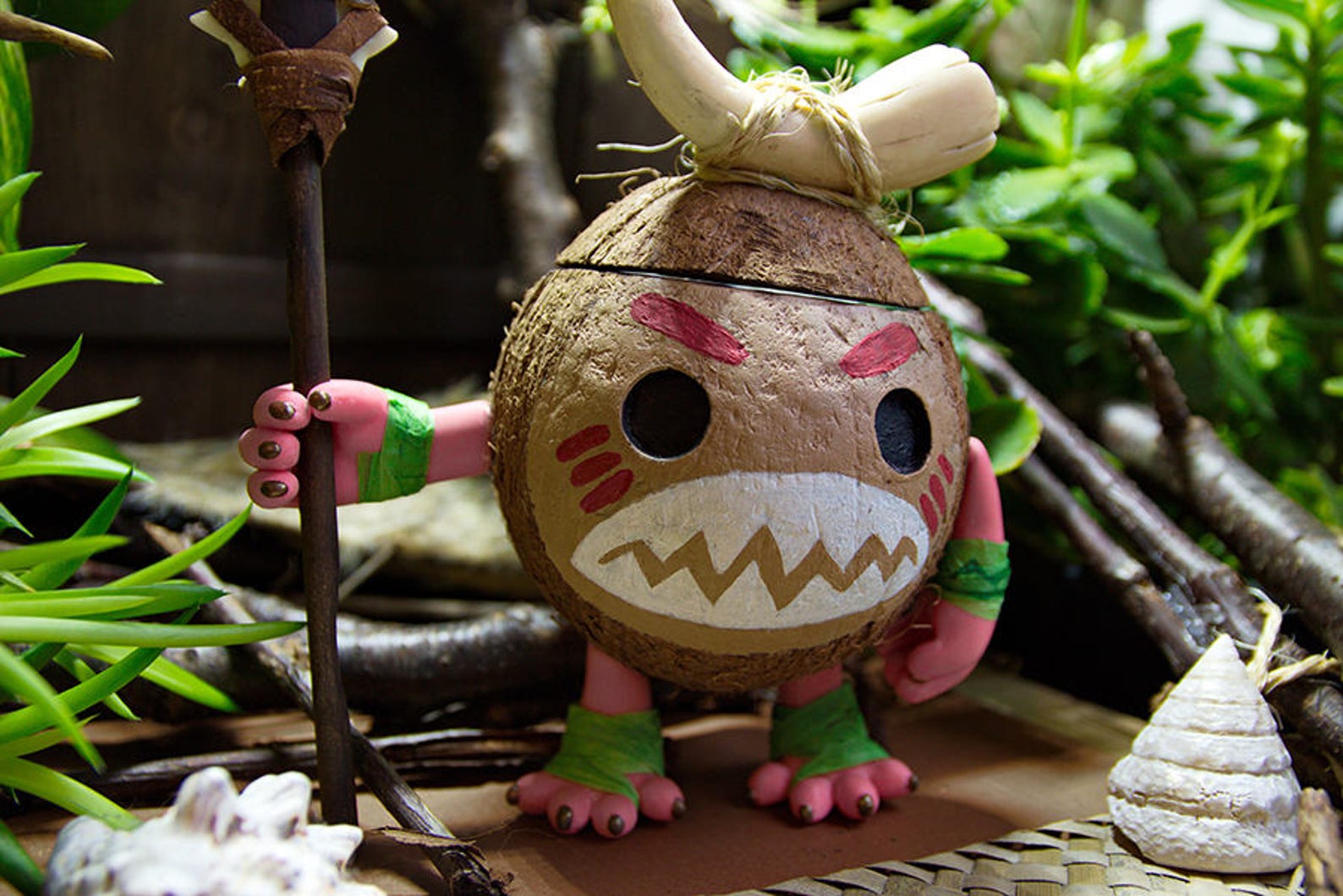 Vaiana Moana Kakamora OOAK RESIN Wood Real Coconut by - Etsy
