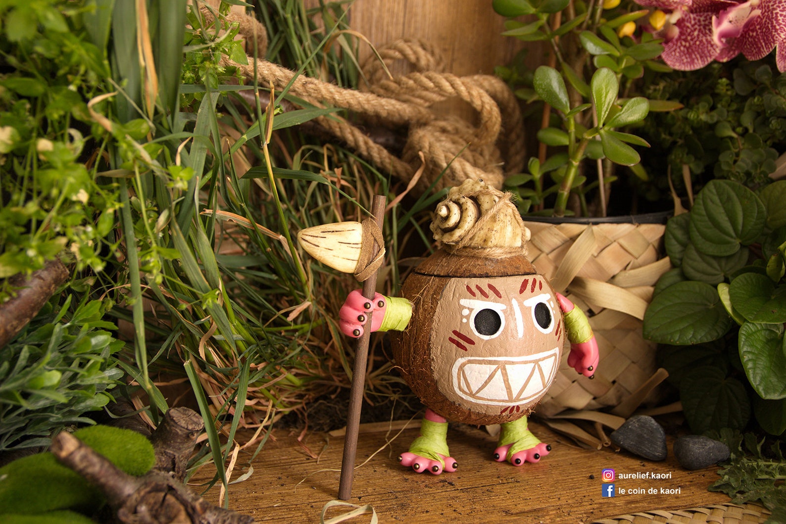 Vaiana Moana Kakamora OOAK RESIN Wood Real Coconut by - Etsy