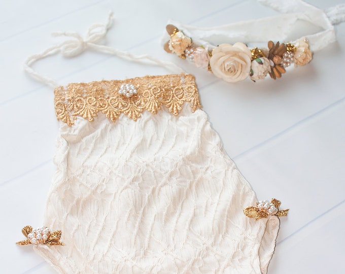 OOAK Limited Edition Beautiful SITTER 6-9m Romper Cream - Etsy