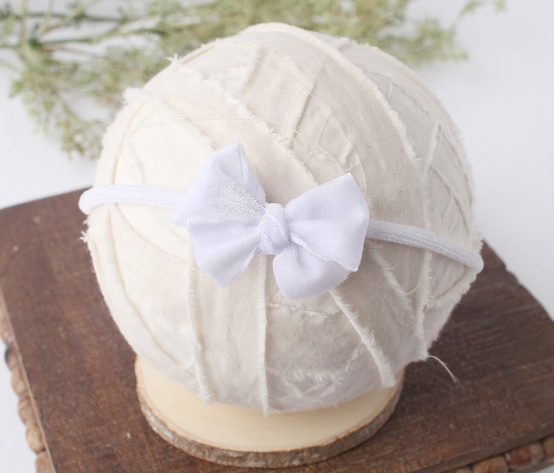 Velveteen White - Velvet Bow Headband - Baby Photo Prop - Etsy