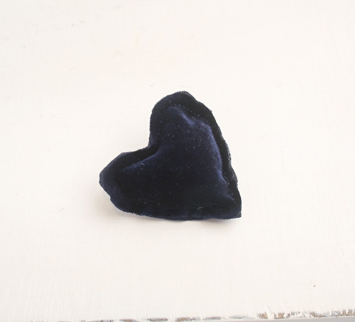 Love for Navy Darling Newborn Velvet Heart Stuffy in Navy - Etsy