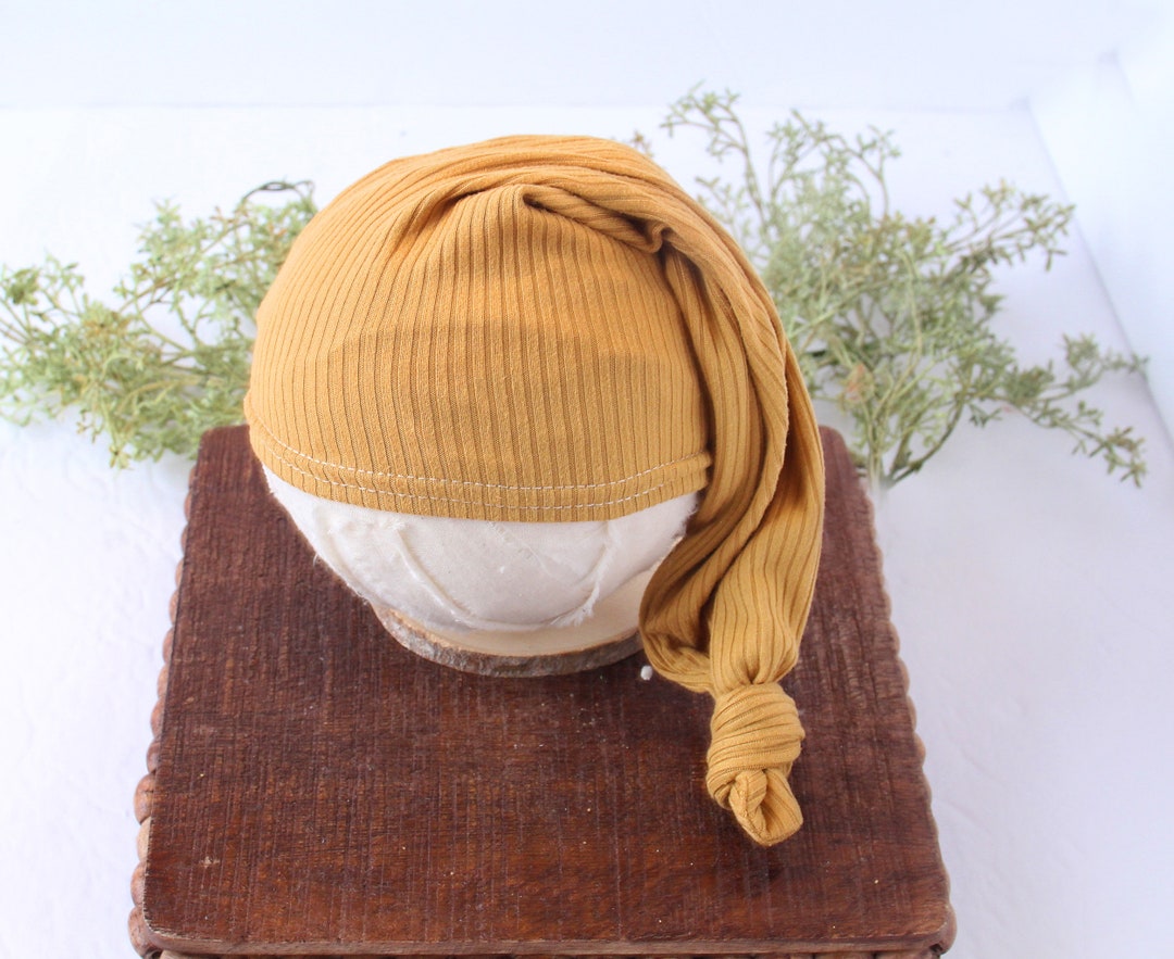 Mustard Sleepy Cap - Newborn Sleeper Hat Cap in a Soft Ribbed Knit in a ...