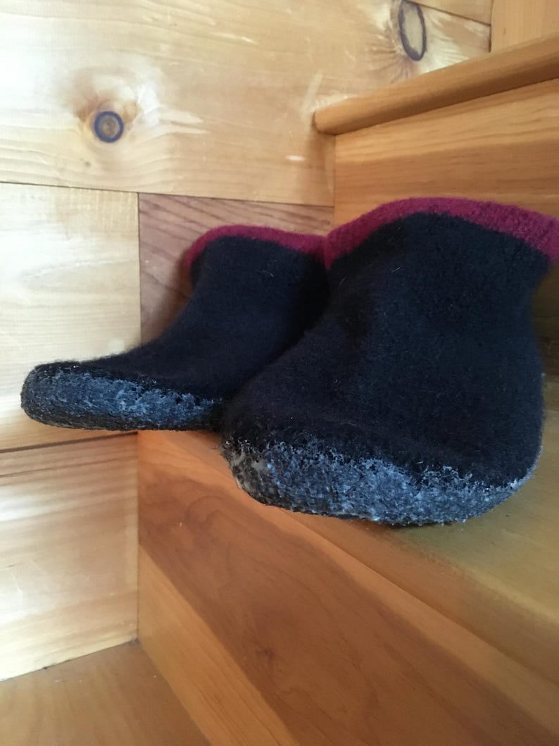 9-10 Felted Wool Slippers With Latex Rubber Painted Sole - Etsy