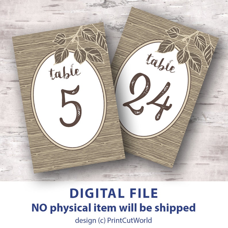 Rustic Table Numbers 4x6 Printable Woodland Wedding Table | Etsy