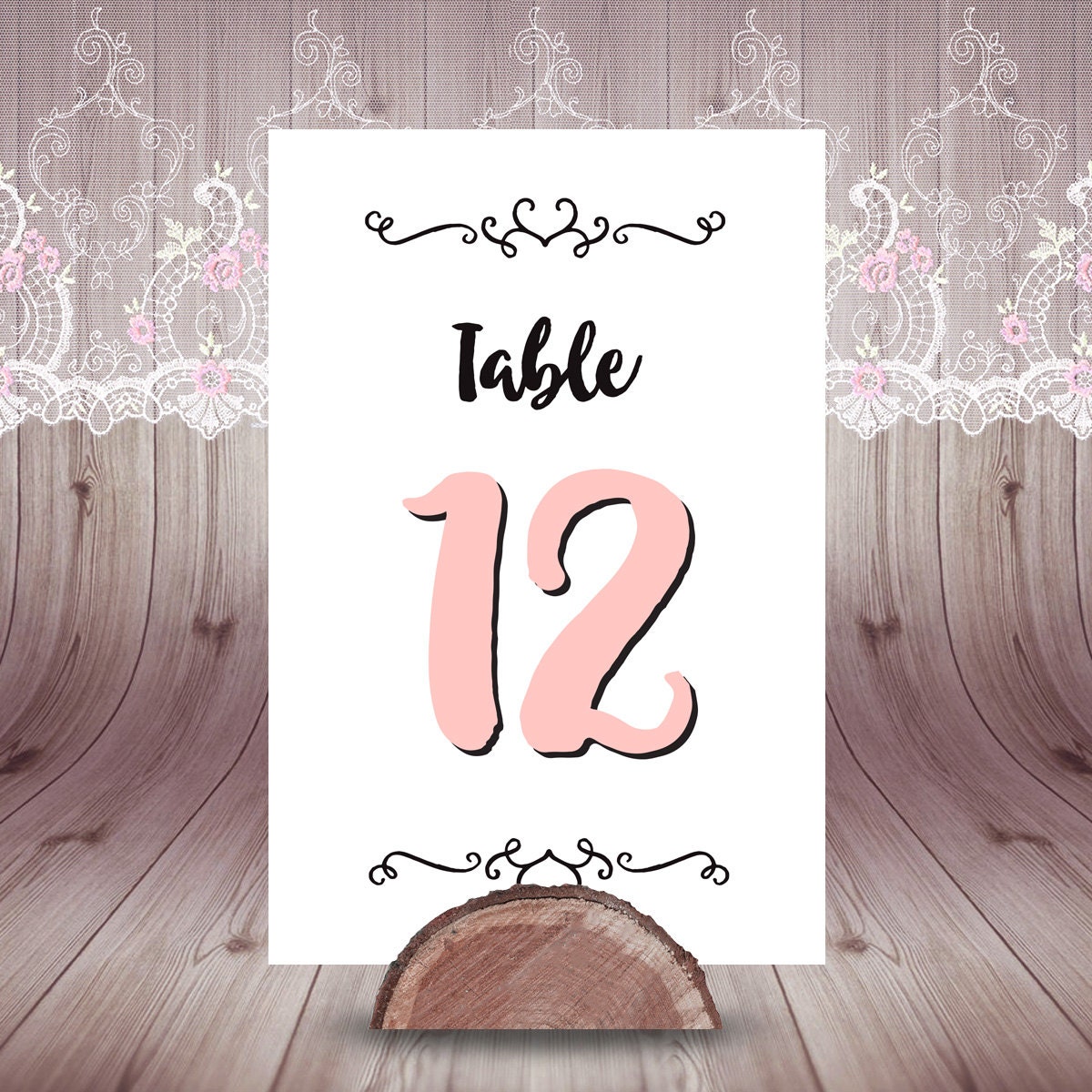 Romantic Pink Table Numbers 4x6 Rustic Wedding Table Number 1-30 ...