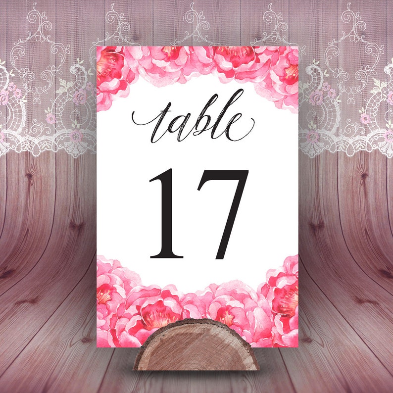 Rose Printable Table Numbers 4x6 Romantic Chabby Chic Wedding ...