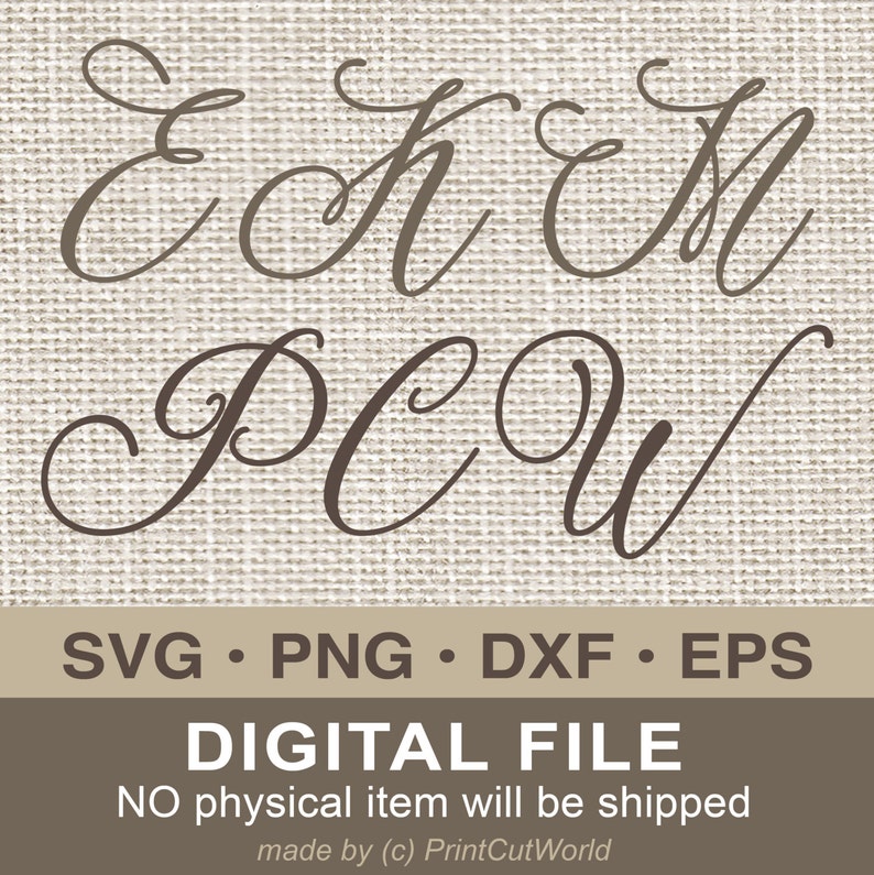 Script File SVG Monogram Letters PNG Calligraphy Monogram Font - Etsy