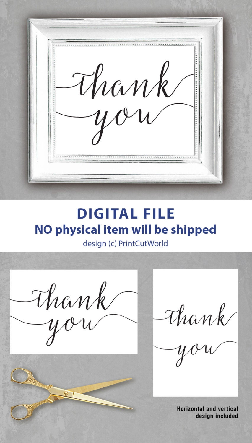 Thank You Sign 5x7 Classic Wedding Thank You Card Printable Template ...